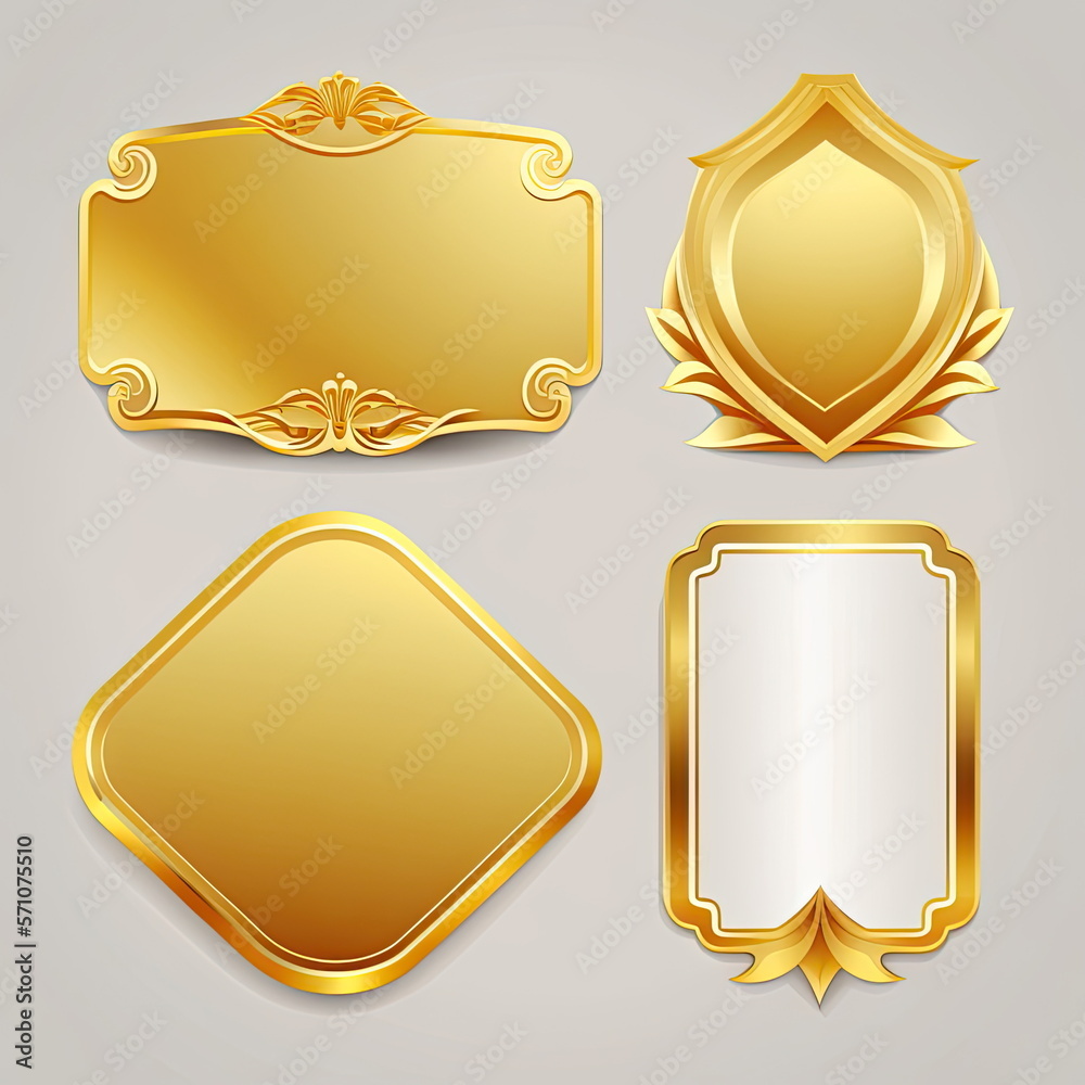 Collection of gold labels gradients metallic, vector illustration, Made ...