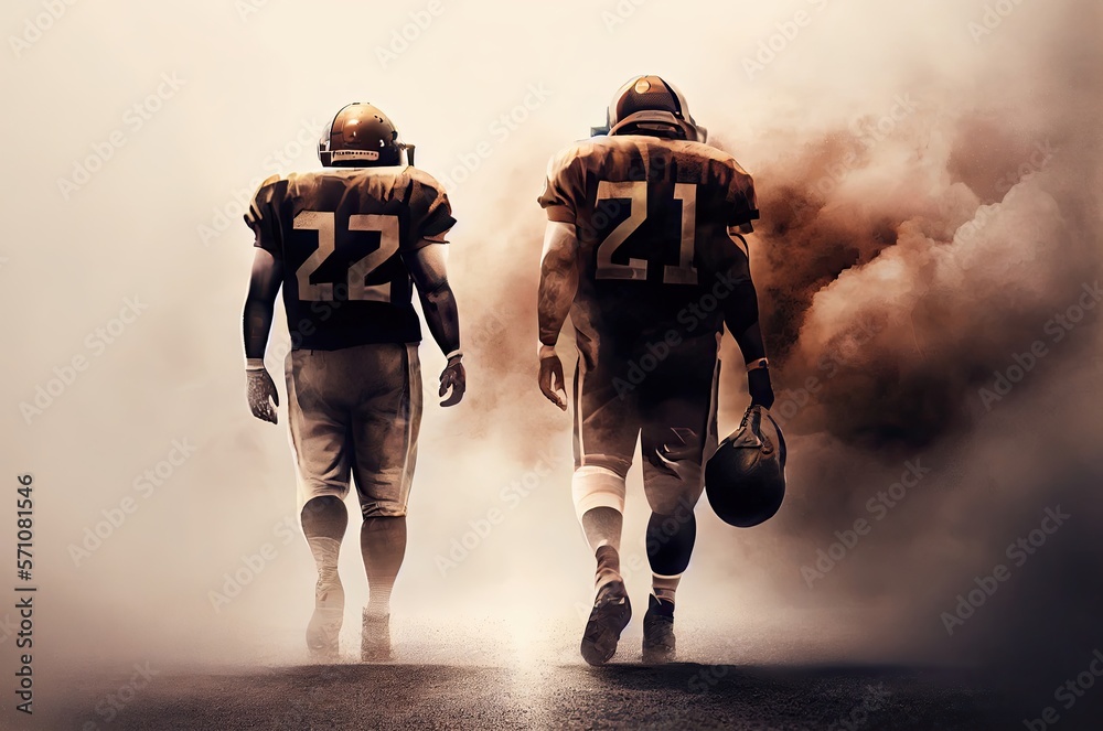 Two Football Players Walking On Same Team Generative AI Stock ...