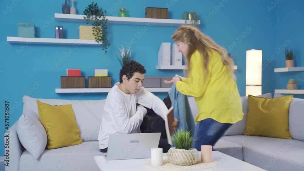 His Mother Helps The Young Man Who Is Late For School Mother Helps Her
