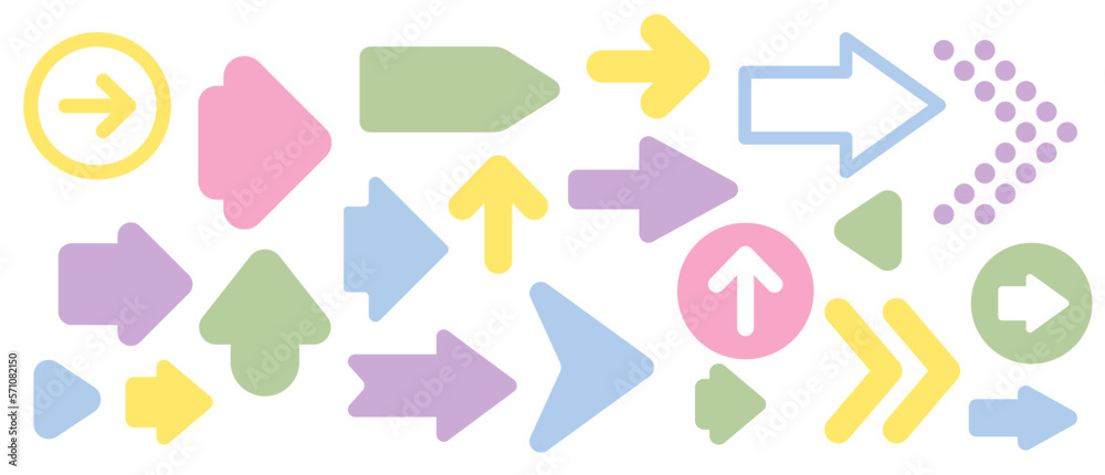 pastel arrow set, no background pastel color palette, vector isolated ...