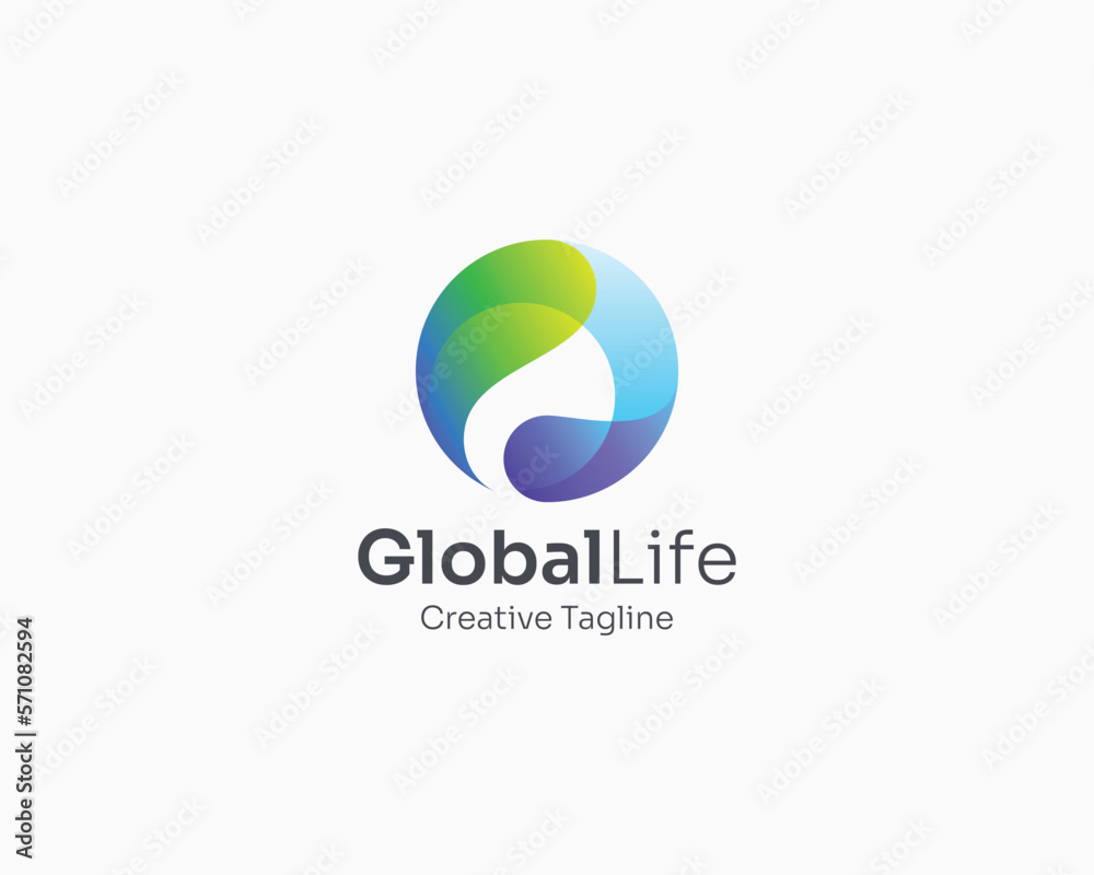 Colorful global life technology logo Stock Vector | Adobe Stock