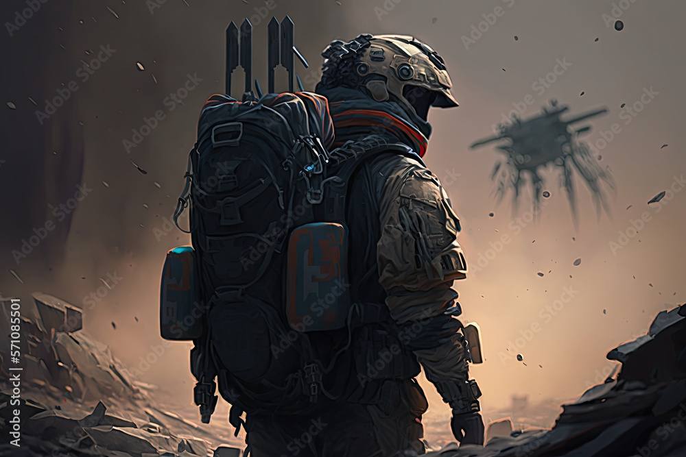 The fighter of the special unit turned and threateningly looks at the ...