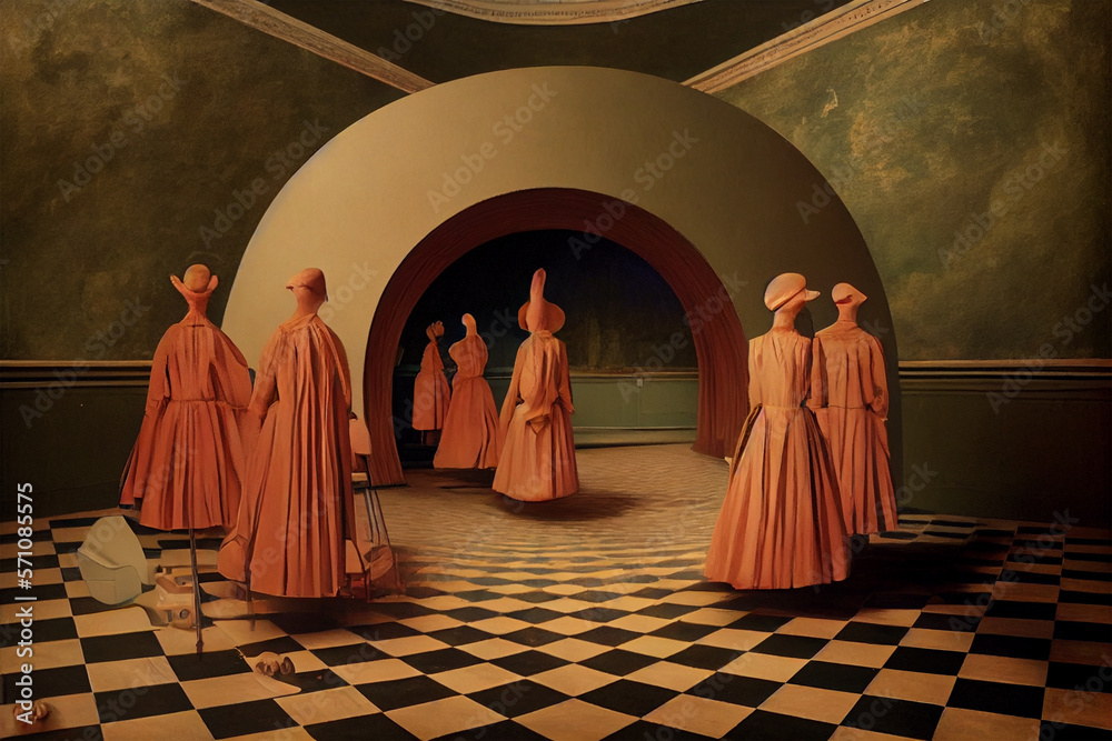 Monks, priest, churchman, gathered together entering the holy church ...