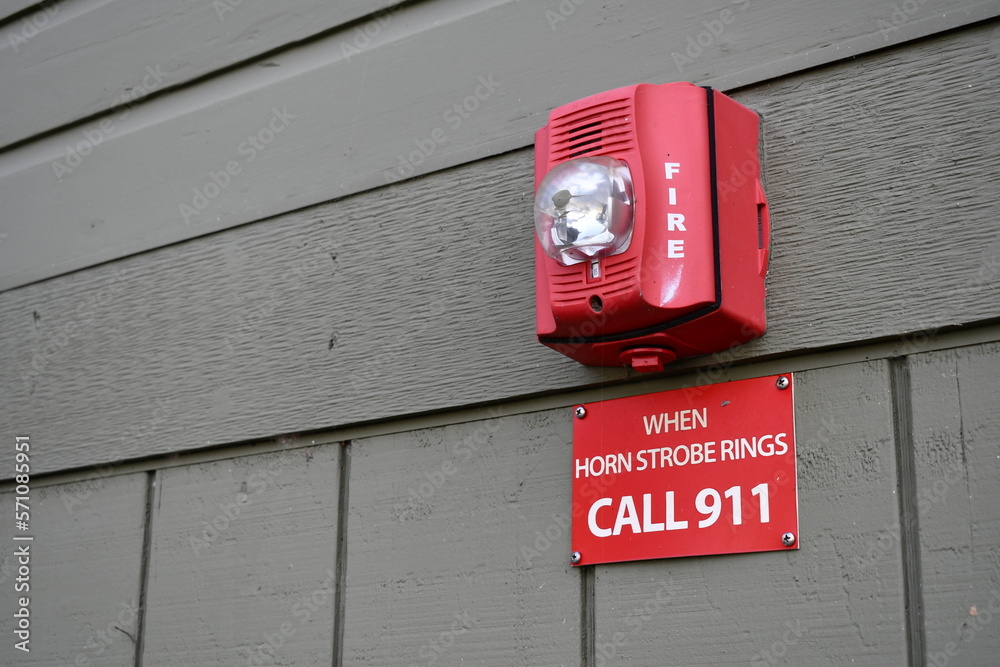 fire alarm on side of building Stock Photo | Adobe Stock