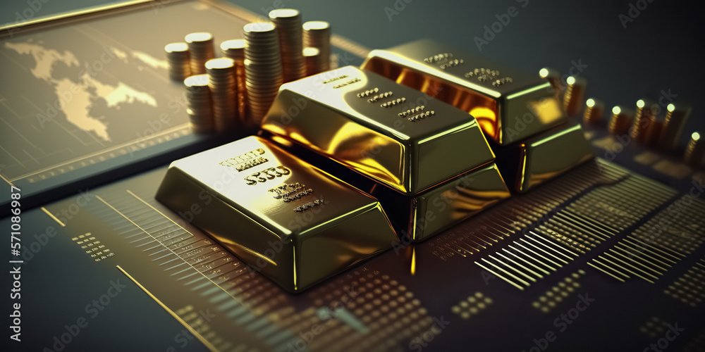 Gold bar resting on a stocks and shares graph representing investment ...
