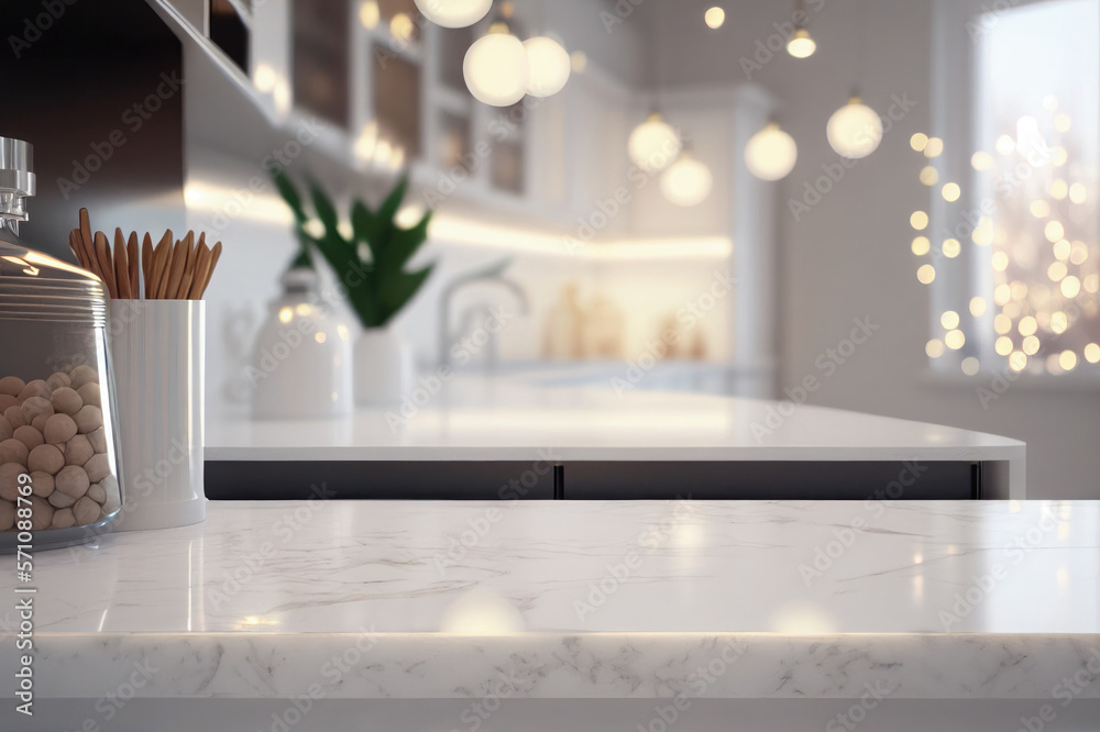 Marble Kitchen Counter Top Side view, Interior Decor, product placement ...