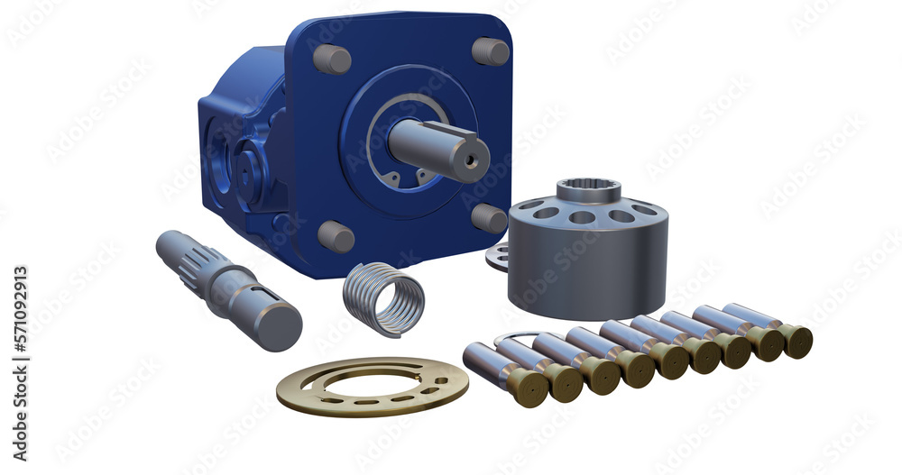 Spare parts for an axial piston pump Stock Illustration | Adobe Stock