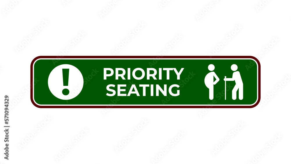 Priority seating sign board plaque in hospital center, vector ...