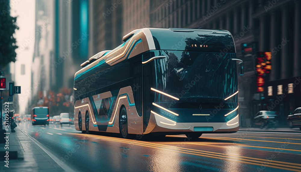 Autonomous Bus. Future, futuristic. Public Transportation. Sustainable ...