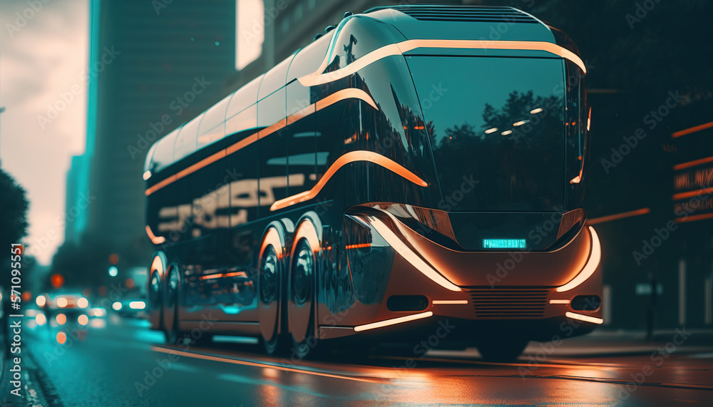 Autonomous Bus. Future, futuristic. Public Transportation. Sustainable ...