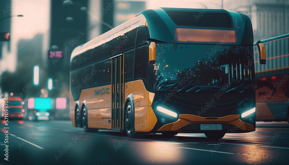 Autonomous Bus. Future, futuristic. Public Transportation. Sustainable ...