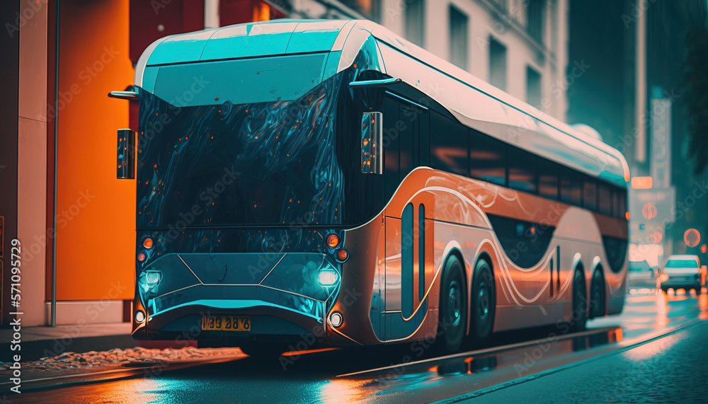 Autonomous Bus. Future, futuristic. Public Transportation. Sustainable ...