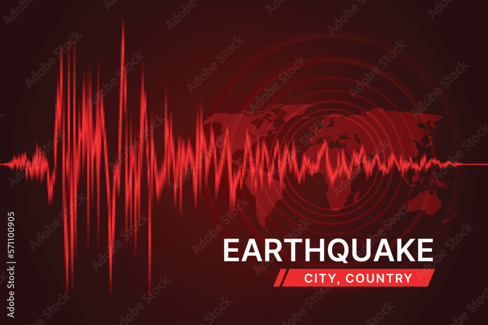 Earthquake concept with Earthquake city country text on red light line ... Earthquake concept with Earthquake city country text on red light line ...