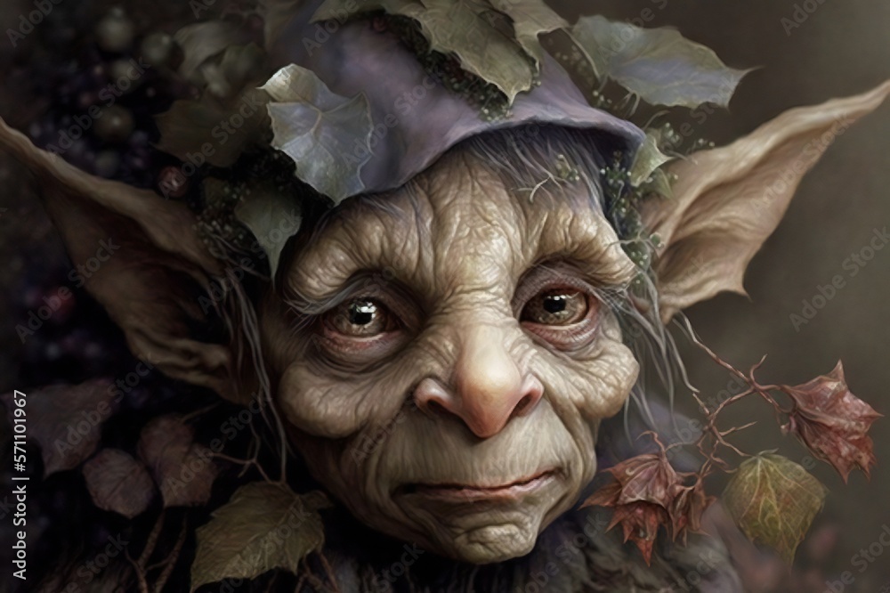 Fairytale Fantasy Image of a Wizened Wrinkled Old Goblin Fairy ...