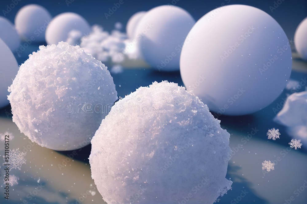 3D white snowballs, PNG render illustration of snow. Generative AI ...