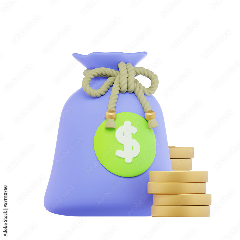 Customizable 3D Money Bag with Personalized Logo and Message Stock ...