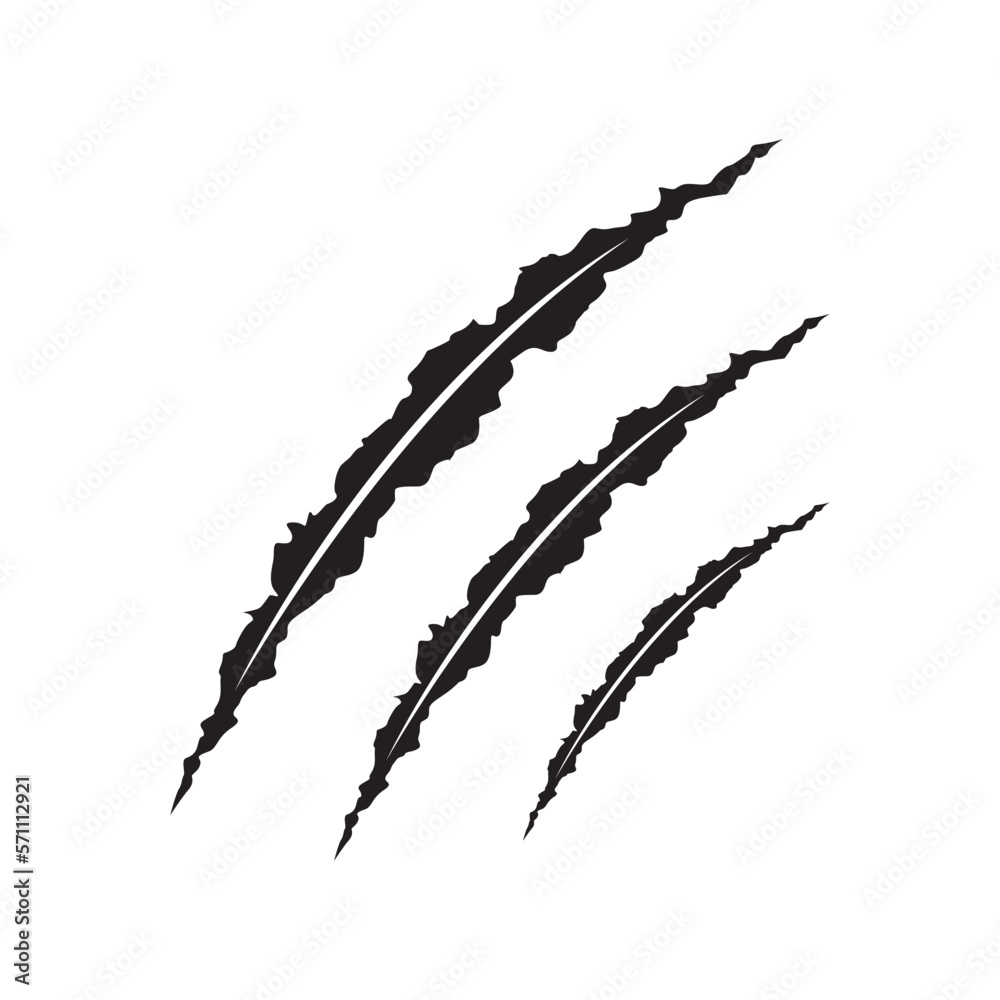 Animal claw scratches or dragon scratch symbol vector isolated on white ...