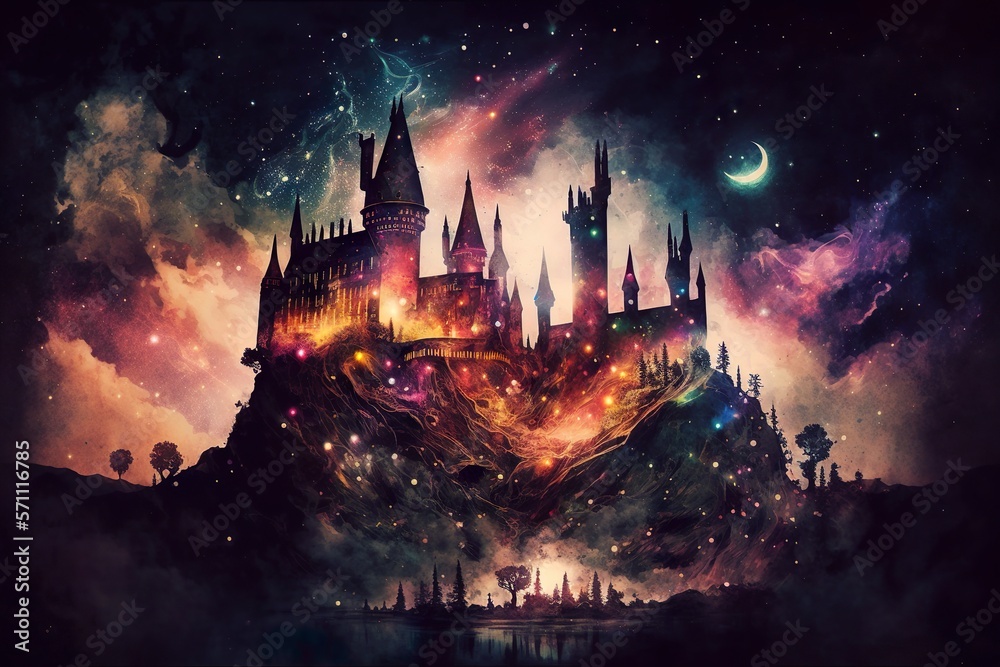 A magical and nostalgic nightscape of the revered Hogwarts Castle ...