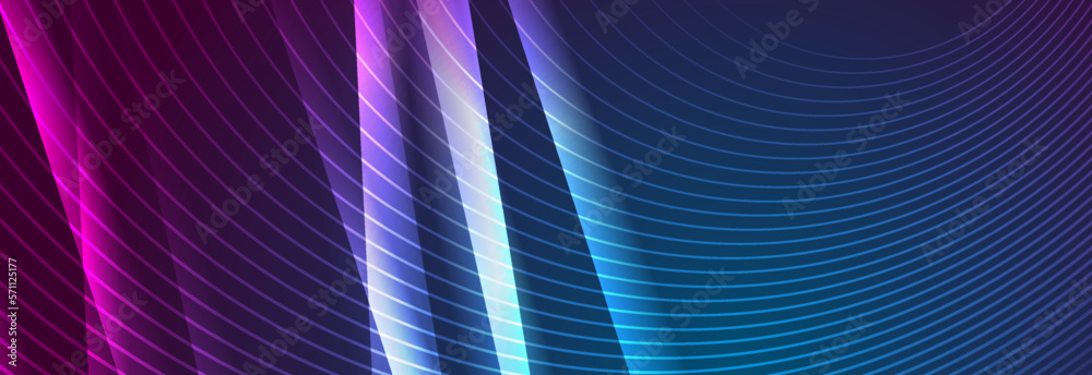 Shiny glowing abstract futuristic background with wavy lines. Blue ...