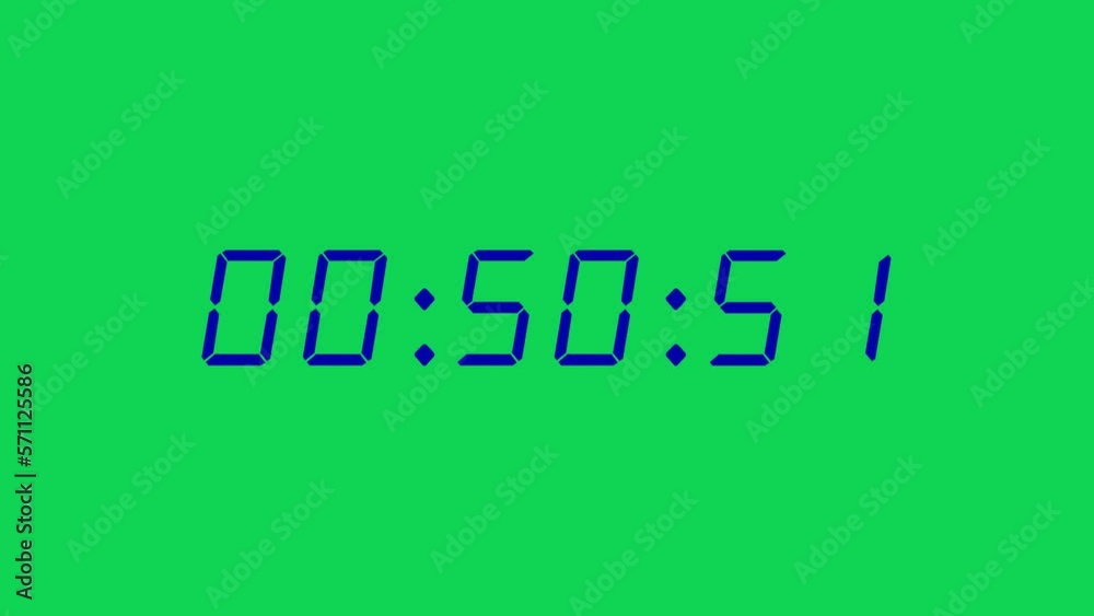 6-digits 55 seconds digital clock countdown timer. Navy blue color on ...