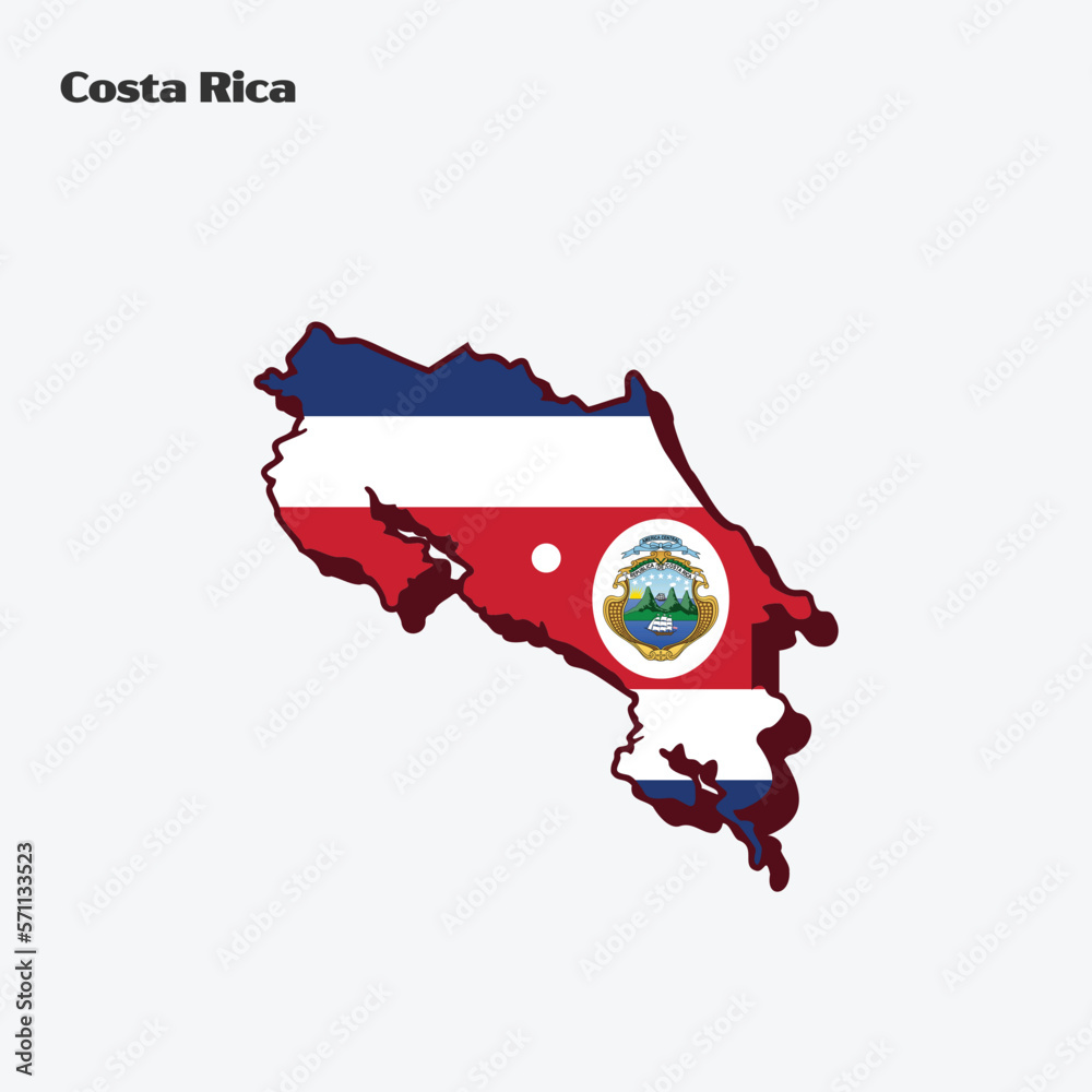 Costa Rica Country Nation Flag Map Infographic Stock Vector | Adobe Stock