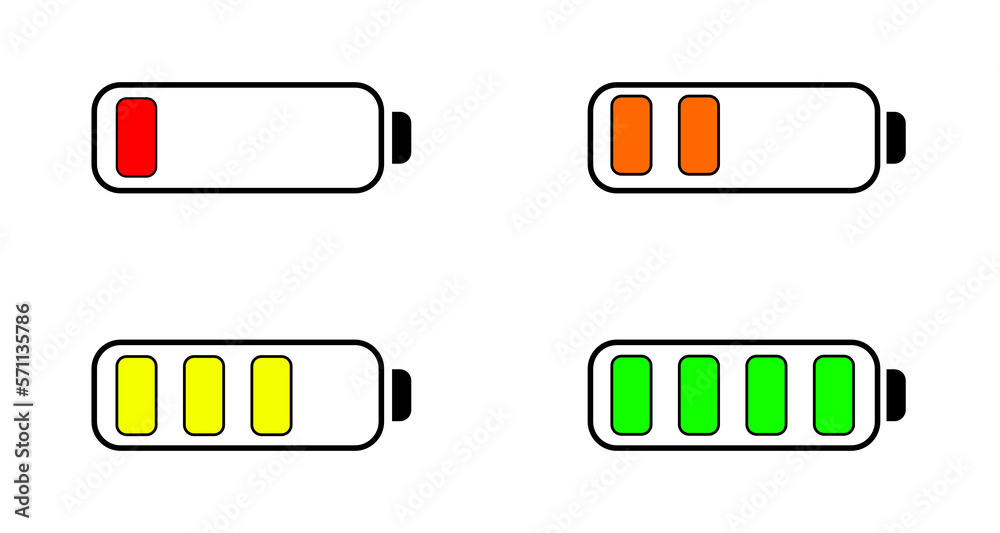 Battery icons set on transparent background. Battery charge icon. PNG ...
