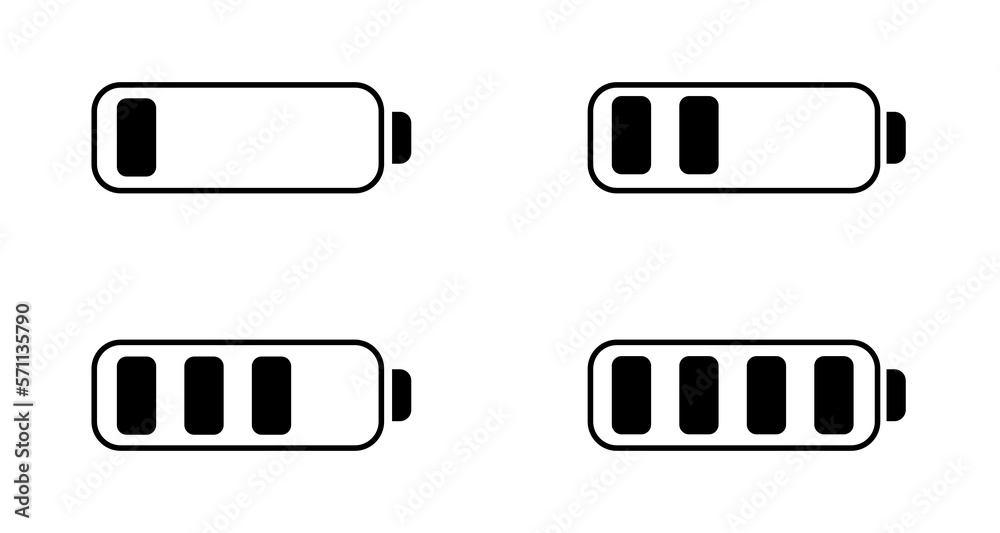 Battery icons set on transparent background. Battery charge icon. PNG ...