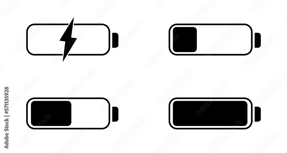 Battery icons set on transparent background. Battery charge icon. PNG ...