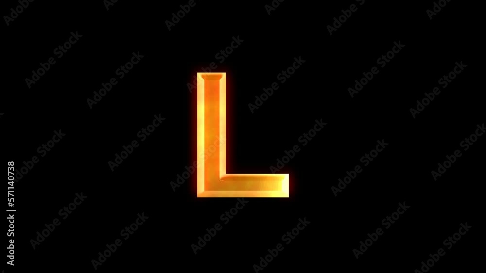 Letter L animation on transparent background with golden lens flare ...