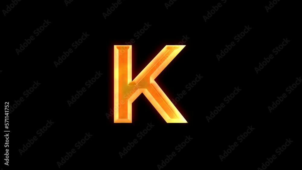 Letter K animation on transparent background with golden lens flare ...