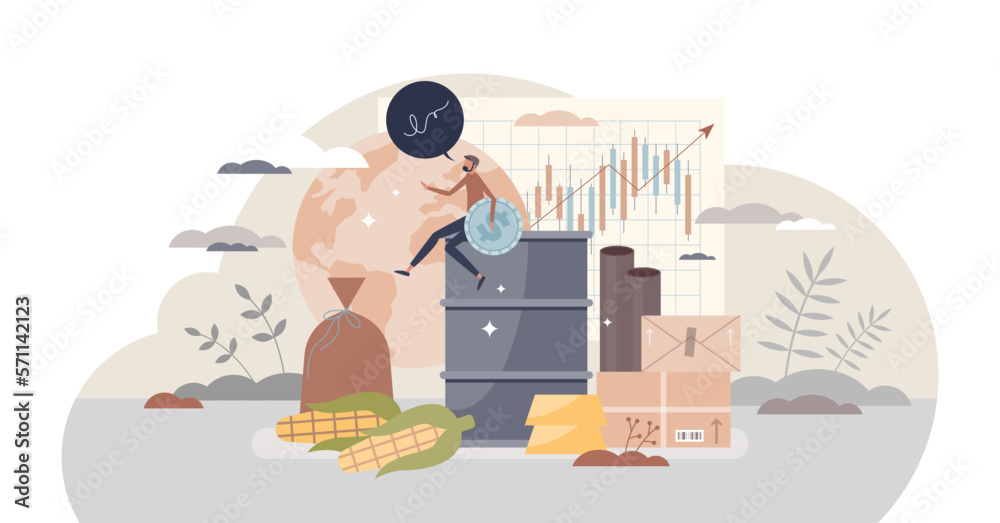 Commodities trading market as sell primary raw materials tiny person ...