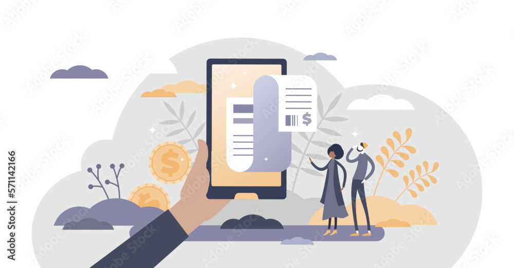 Digital bill as financial purchase payment pay method tiny persons ...