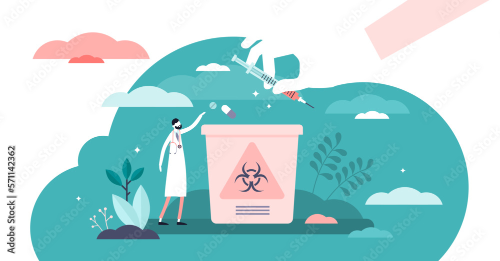 Medical waste illustration, transparent background. Biological hazard ...