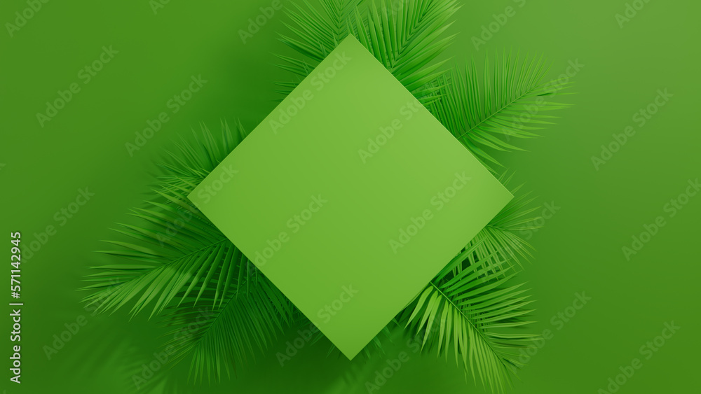 Green, Contemporary Design with Diamond Botanical Frame. Palm Plant ...