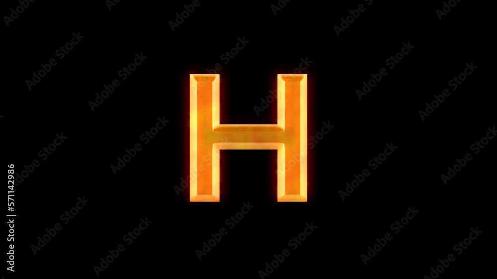 Letter H animation on transparent background with golden lens flare ...