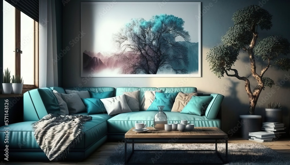 4K resolution or higher, Creative composition of living room interior ...