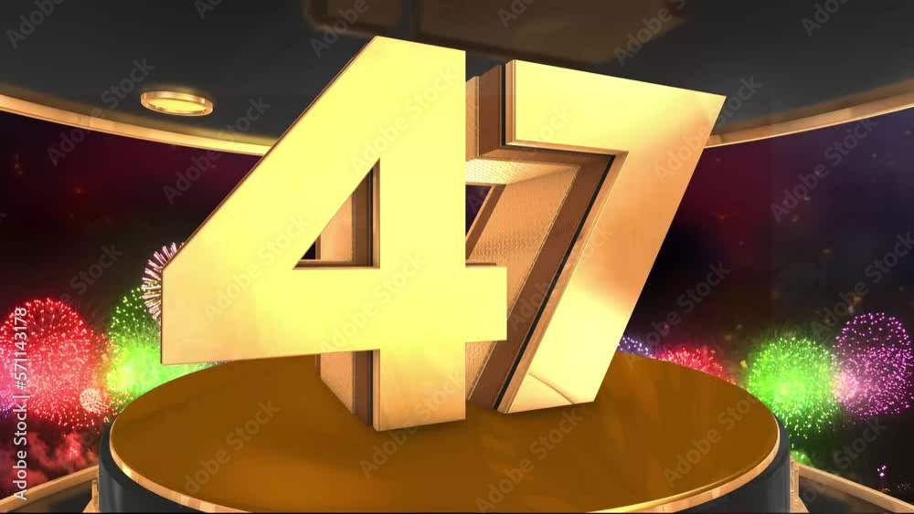 47th birthday animation in gold with fireworks background, Animated 47 ...