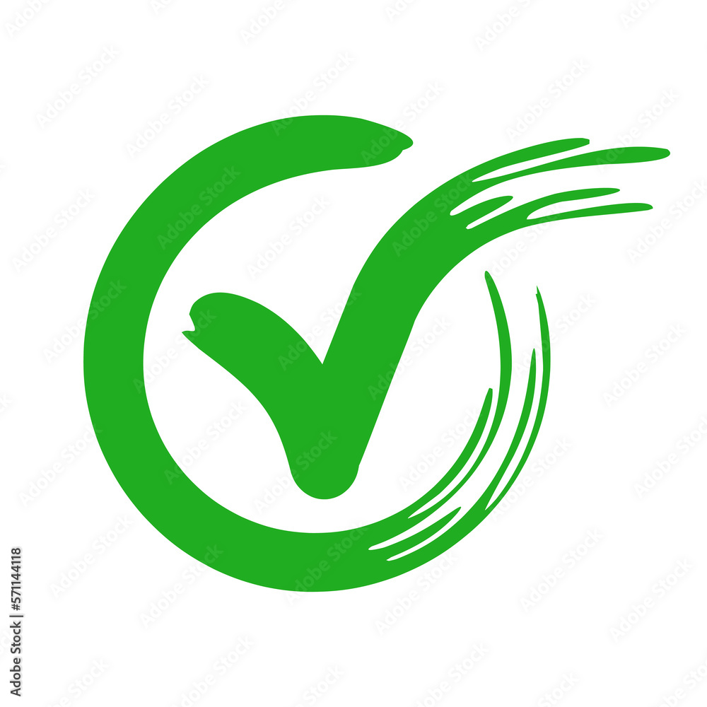 Abstract green check mark circle vector icon . Simple checkmark ...