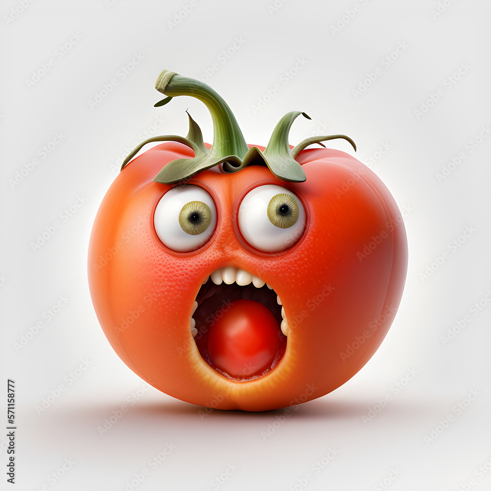 ภาพประกอบสต็อก funny tomato cartoon, isolated on white background ...