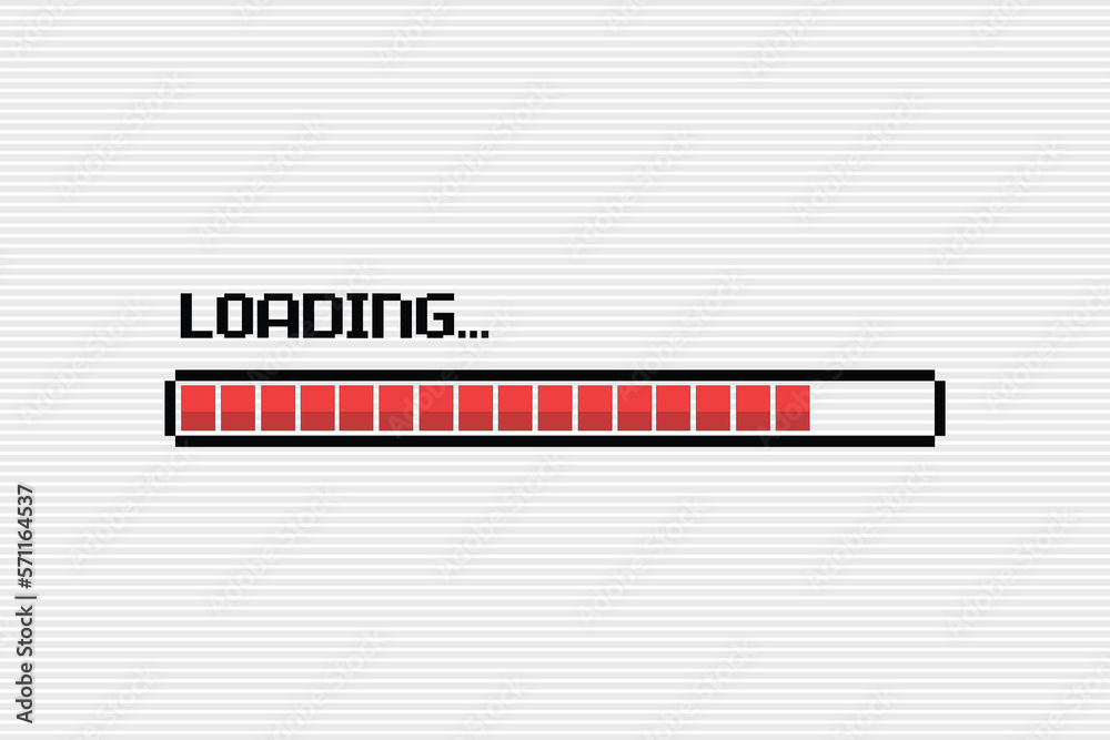 Pixel 8-bit Loading bar with glitch effect. Stock Vector | Adobe Stock