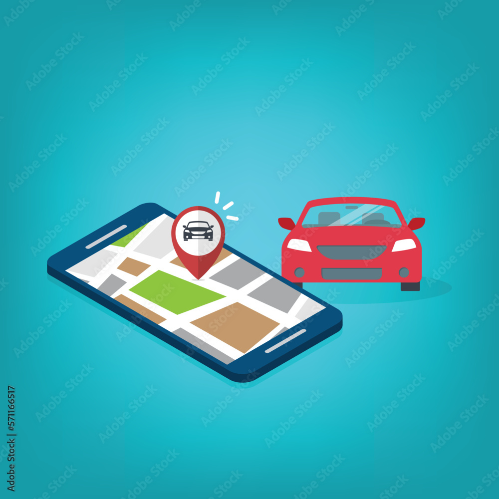 Mobile GPS navigation, travel and tourism concept. Vector map on mobile ...
