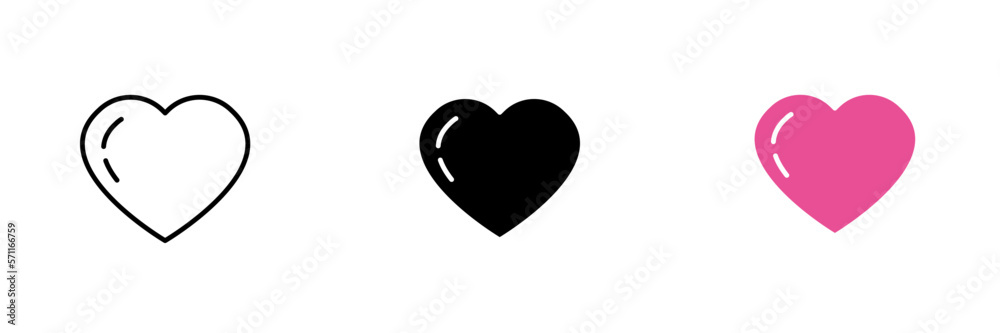 Heart icons. Symbol of love, February 14, Valentine's Day, attitude ...