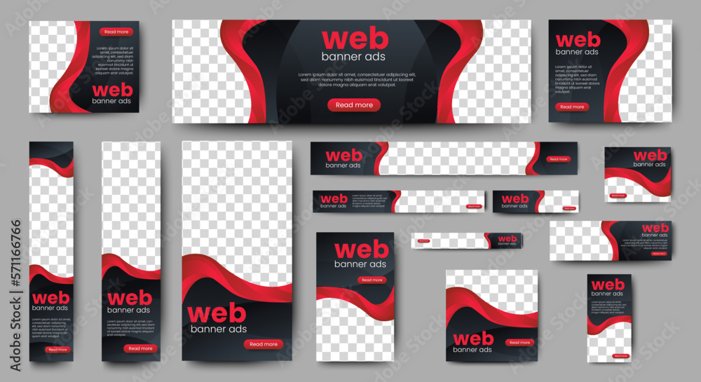 Business banner design web template Set, Horizontal header web banner ...