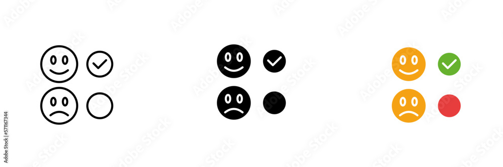 Emoji with checkmarks.. Choice, voting, policy, license agreement ...