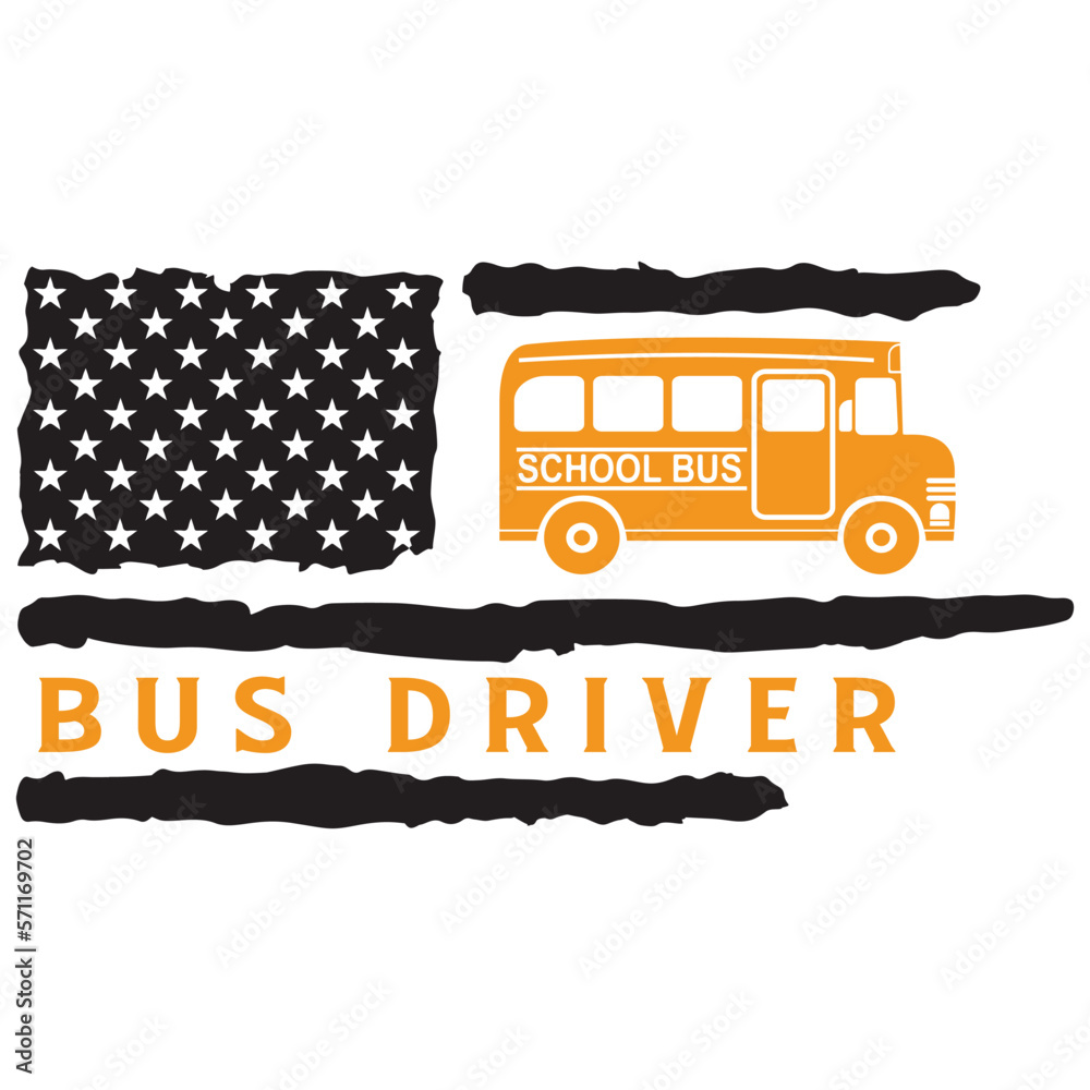 Us Flag School Bus Driver t shirt Design. Vector Us Bus driver ...