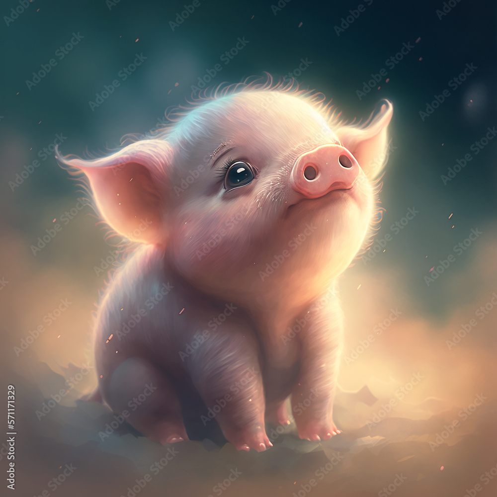 ภาพประกอบสต็อก cute baby pig, pastel colorhappy, sweet ภาพ | Adobe Stock