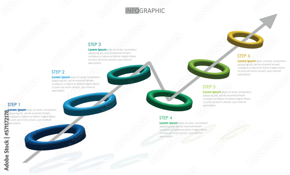 timeline diagram step Vector infographic arrow template with 6 steps ...