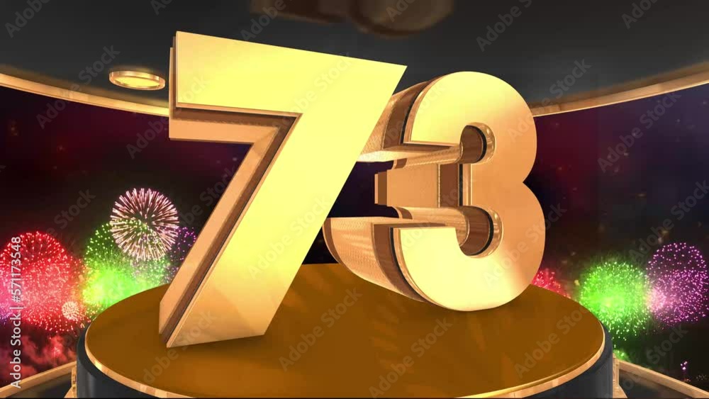 73rd birthday animation in gold with fireworks background, Animated 73 ...