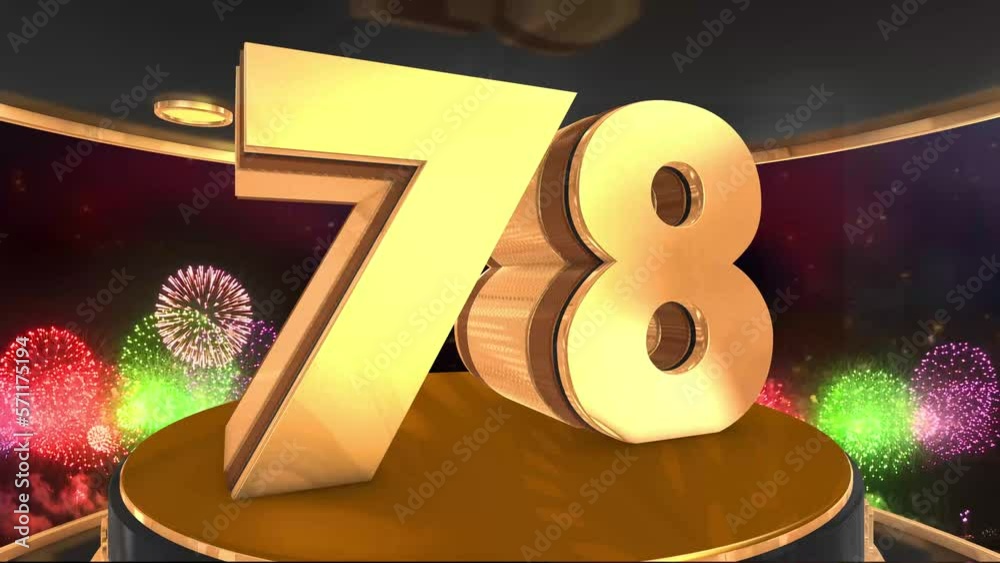 78th birthday animation in gold with fireworks background, Animated 78 ...