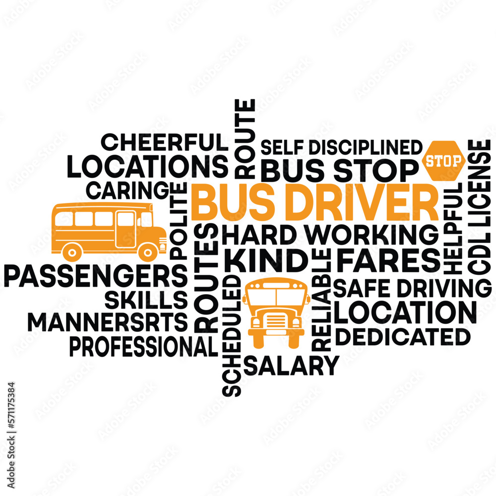 School Bus Driver Word Art, World best school bus, best bus driver gift ...